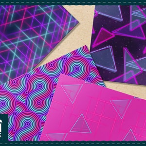 Eighties Digital Paper | Blue and Purple Neon Digital Paper | 1980s ...