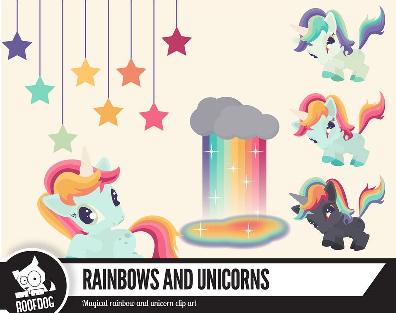 Clipart de licorne arc en ciel et les licornes scrapbooking - Etsy France