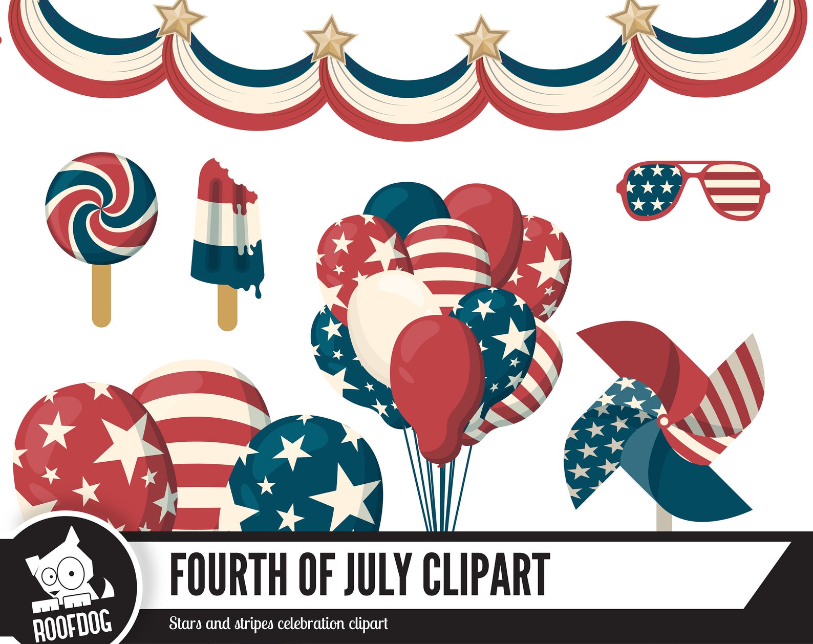 USA Clipart 4th of July Clip Art Independence Day Stars - Etsy