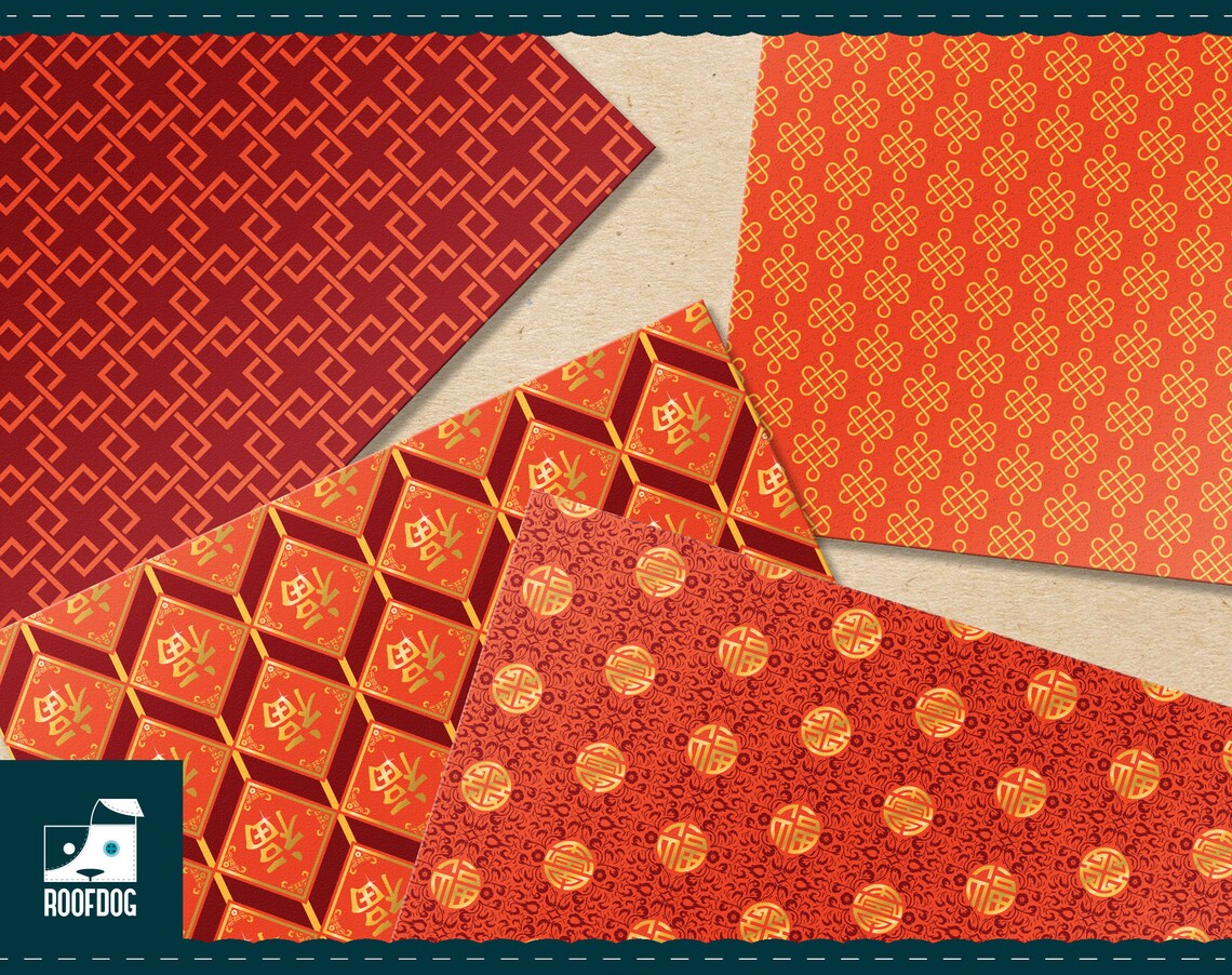 Chinese New Year Digital Paper Chinese Lunar New Year | Etsy