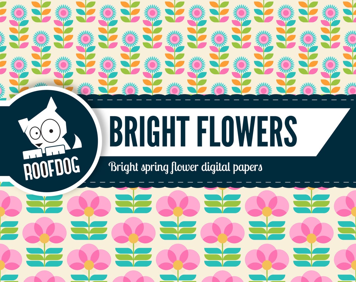 Spring Digital Paper | Bright Floral Digital Patterns | Spring ...