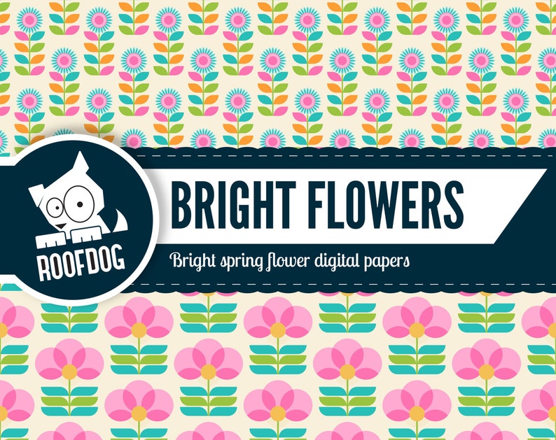 Spring Digital Paper Bright Floral Digital Patterns Spring | Etsy