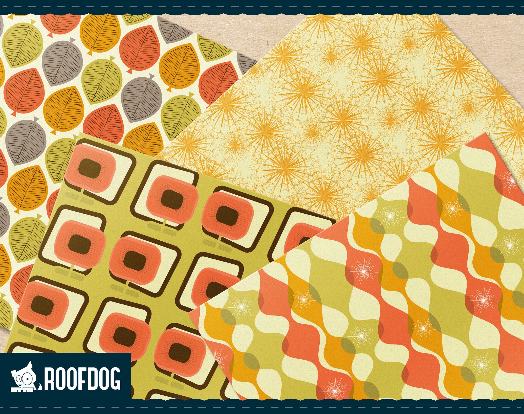 Mid Century Modern Digital Paper 1950s Fall 1950s Autumn - Etsy