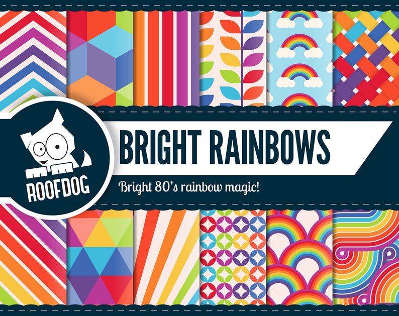 Rainbow Digital Paper Bright Rainbow Scrapbooking Background - Etsy New ...
