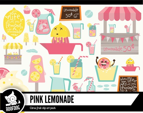 Pink Lemonade Summer Clipart Lemonade Stand Digital Clip Art Pink