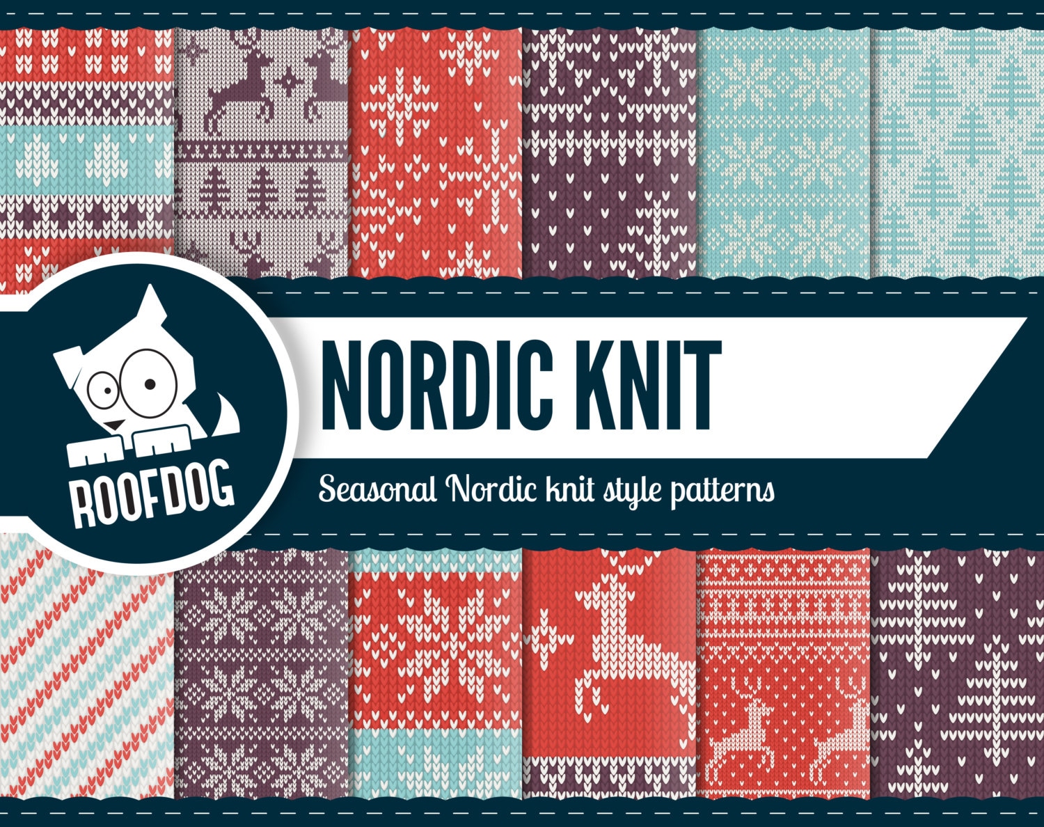 Knit Digital Paper | Christmas Sweater Pattern | Nordic Knit Paper Pack ...