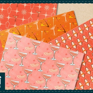 Atomic Cocktail Mixer Digital Paper | Mid Century Modern Atomic Pattern ...