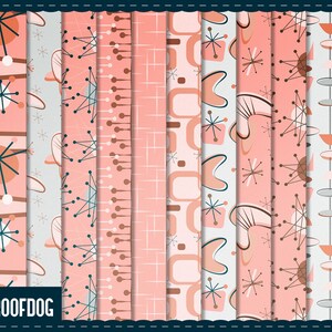 1950s Retro Wallpaper | Mid Century Atomic | Pink and Gray | Atomic ...