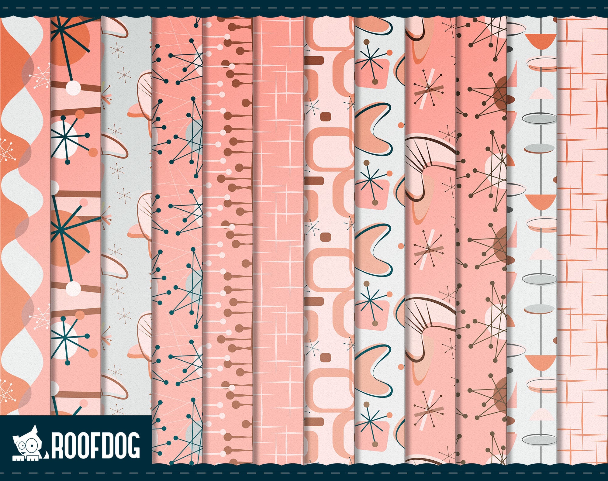 1950s Retro Wallpaper | Mid Century Atomic | Pink and Gray | Atomic ...