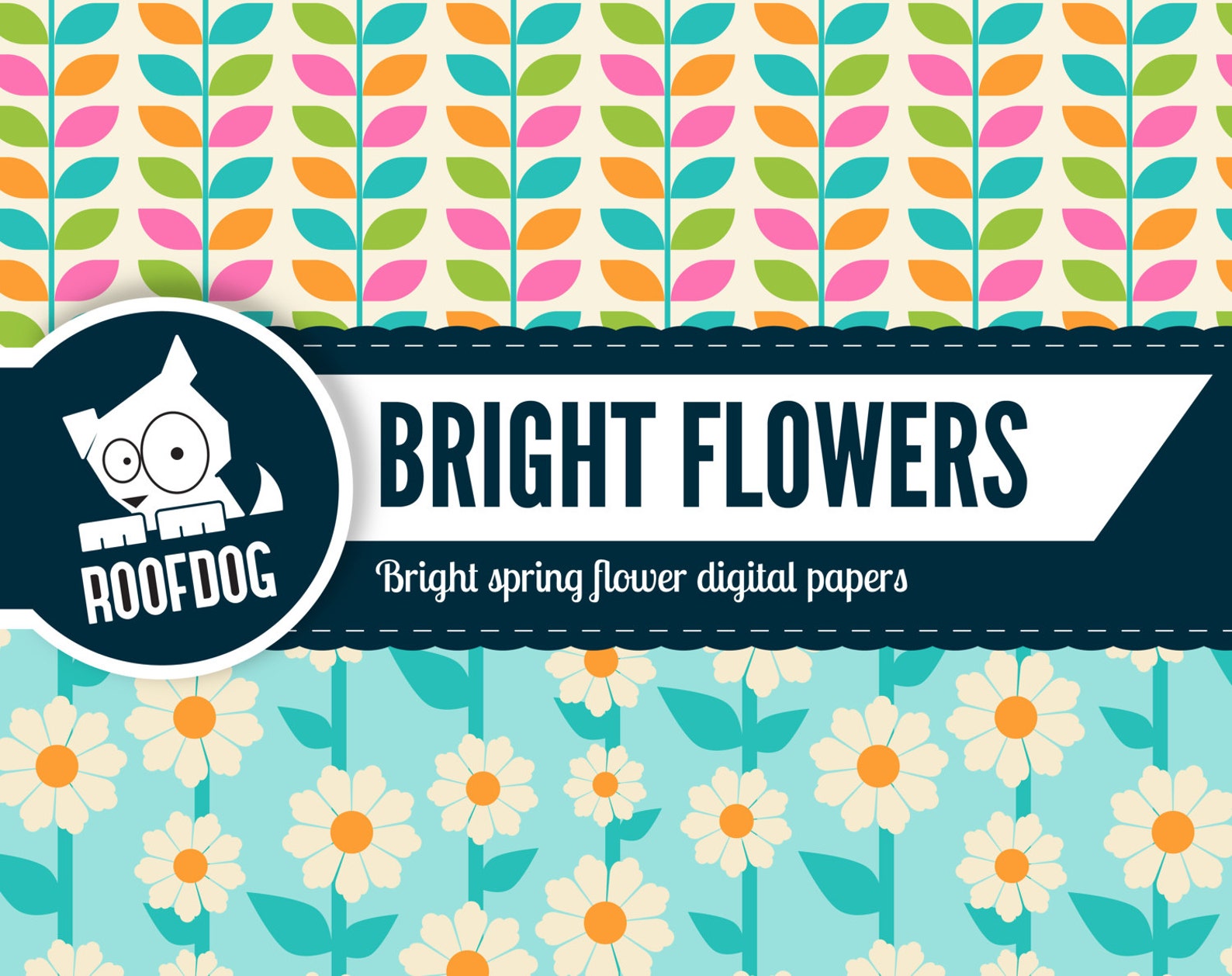 Spring Digital Paper Bright Floral Digital Patterns Spring | Etsy
