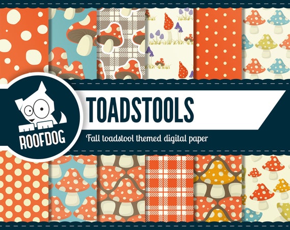 toadstool digital paper | red spotted toadstool | Woodland fall | fairy ...