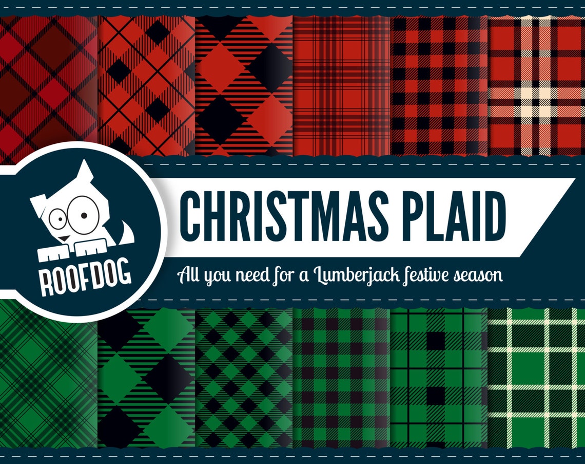 Buffalo Plaid Christmas Digital Paper Lumberjack Christmas | Etsy