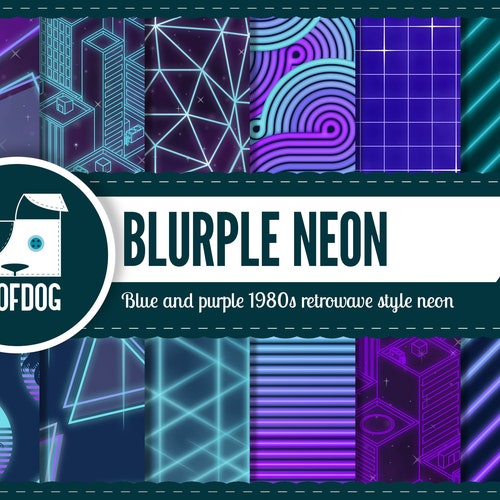 Retrowave Digital Paper Blue and Purple Neon Digital Paper - Etsy
