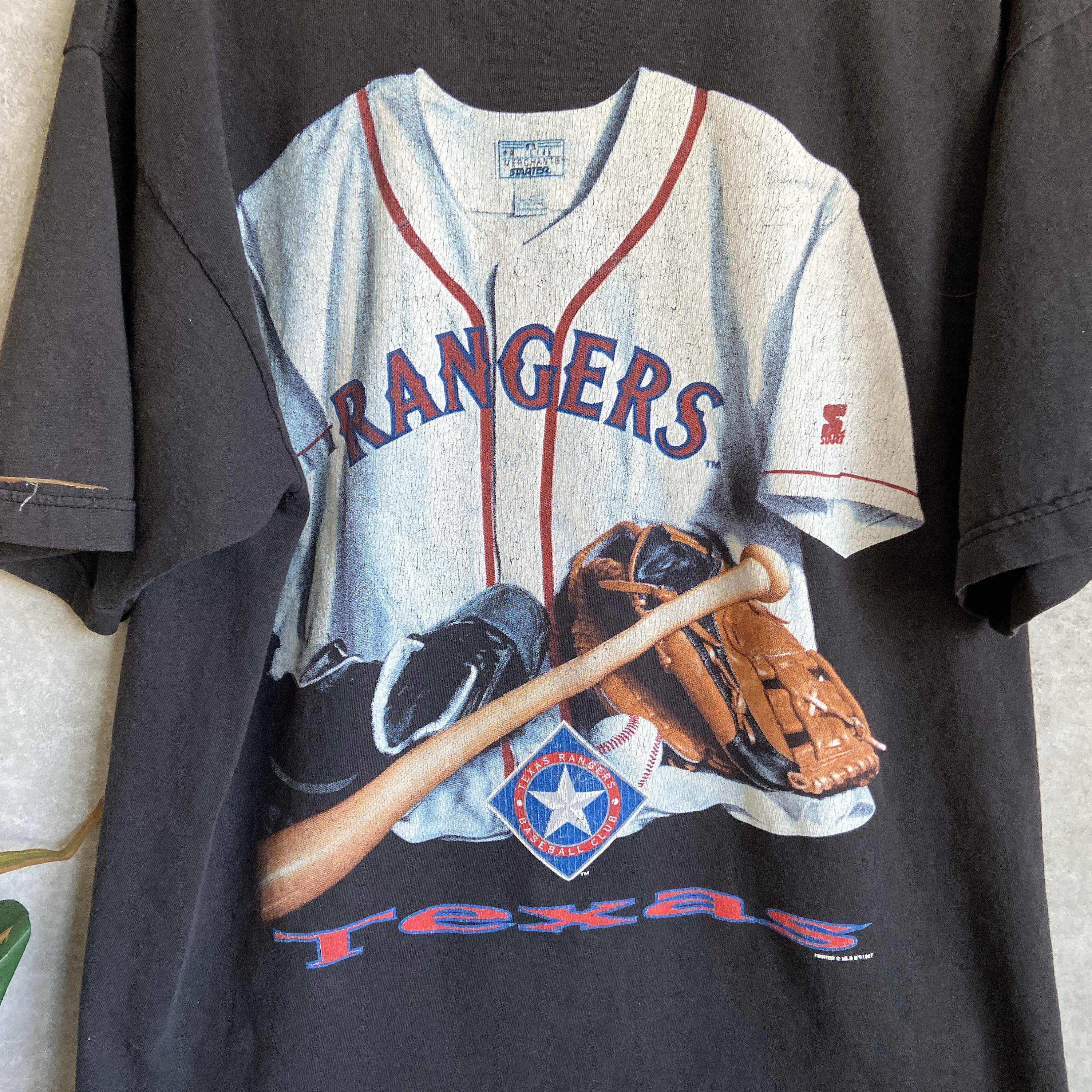Vintage 1997 Texas Rangers MLB Black Promo T-Shirt