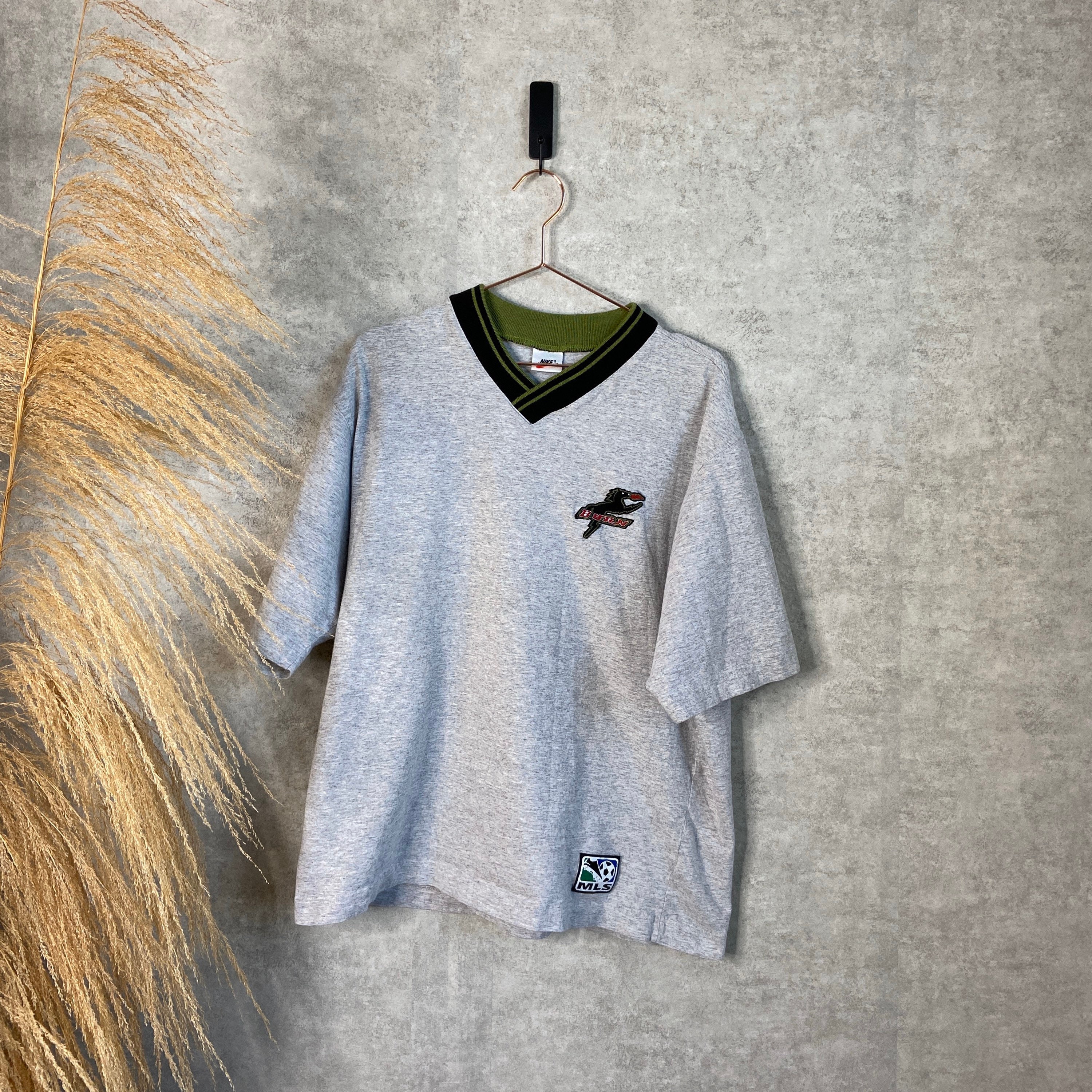 Vintage 1990’s Dallas Burn Nike MLS Football Soccer V-Neck T-Shirt