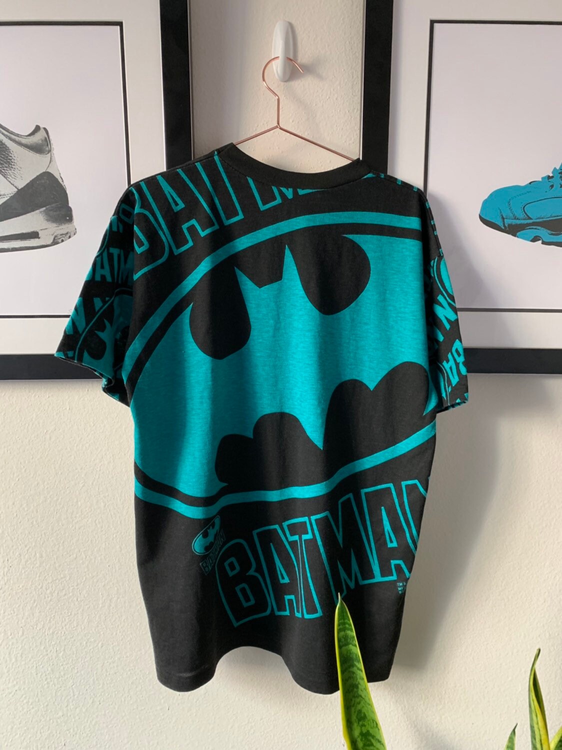 Vintage Batman Returns Blue All Over Print Black Promo T-Shirt