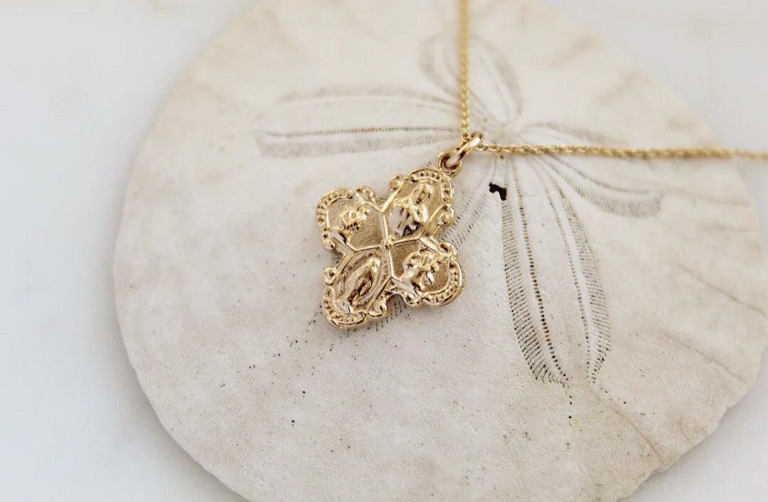 Four Way Cross 14K Gold - Etsy