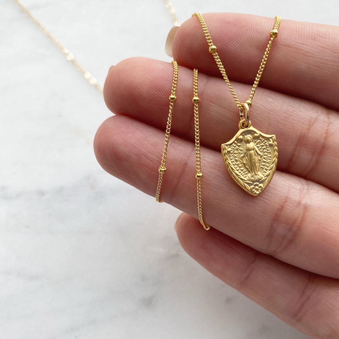 Shield Miraculous Medal Necklace - Etsy