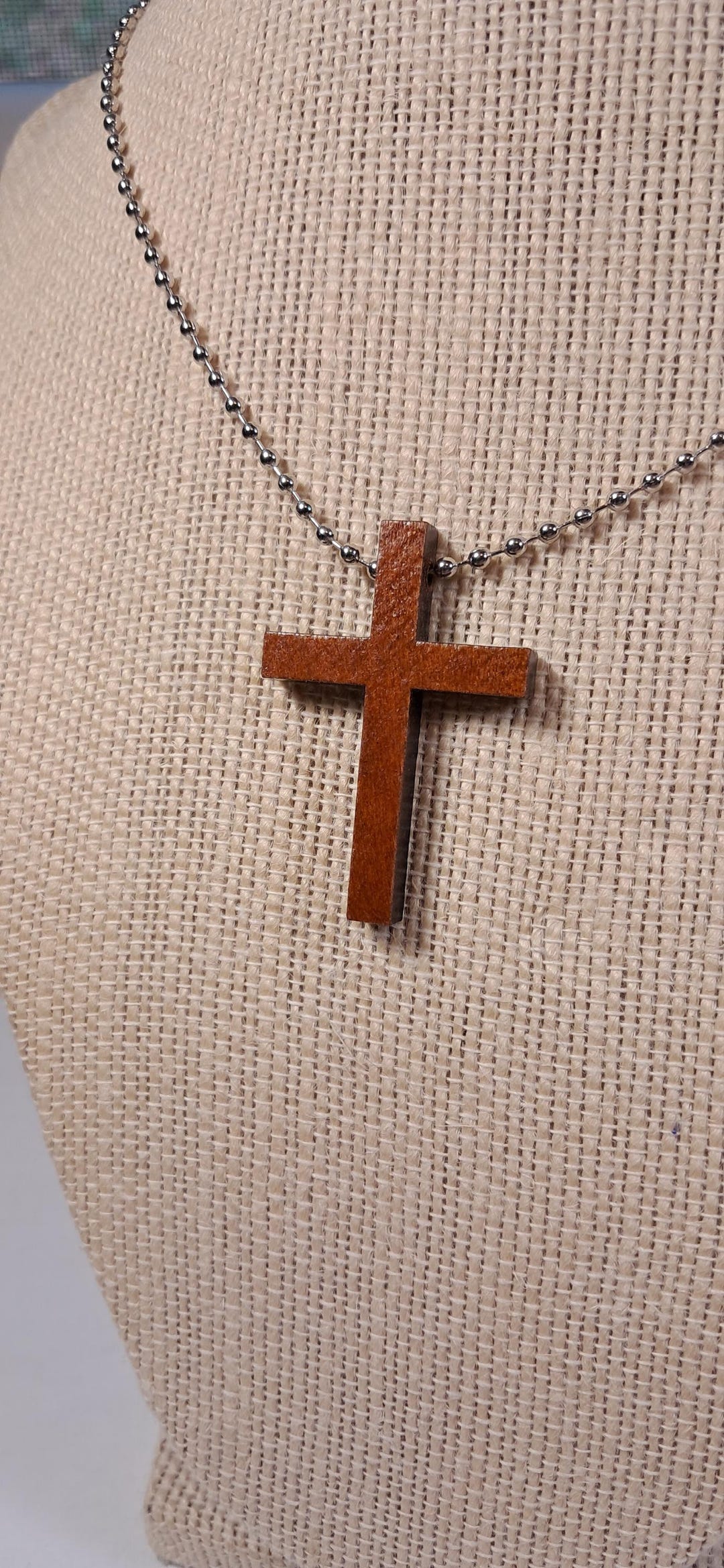 Wooden Christian Cross and Chain /24 in Neckless, 1 3/4 by 1 In - Etsy