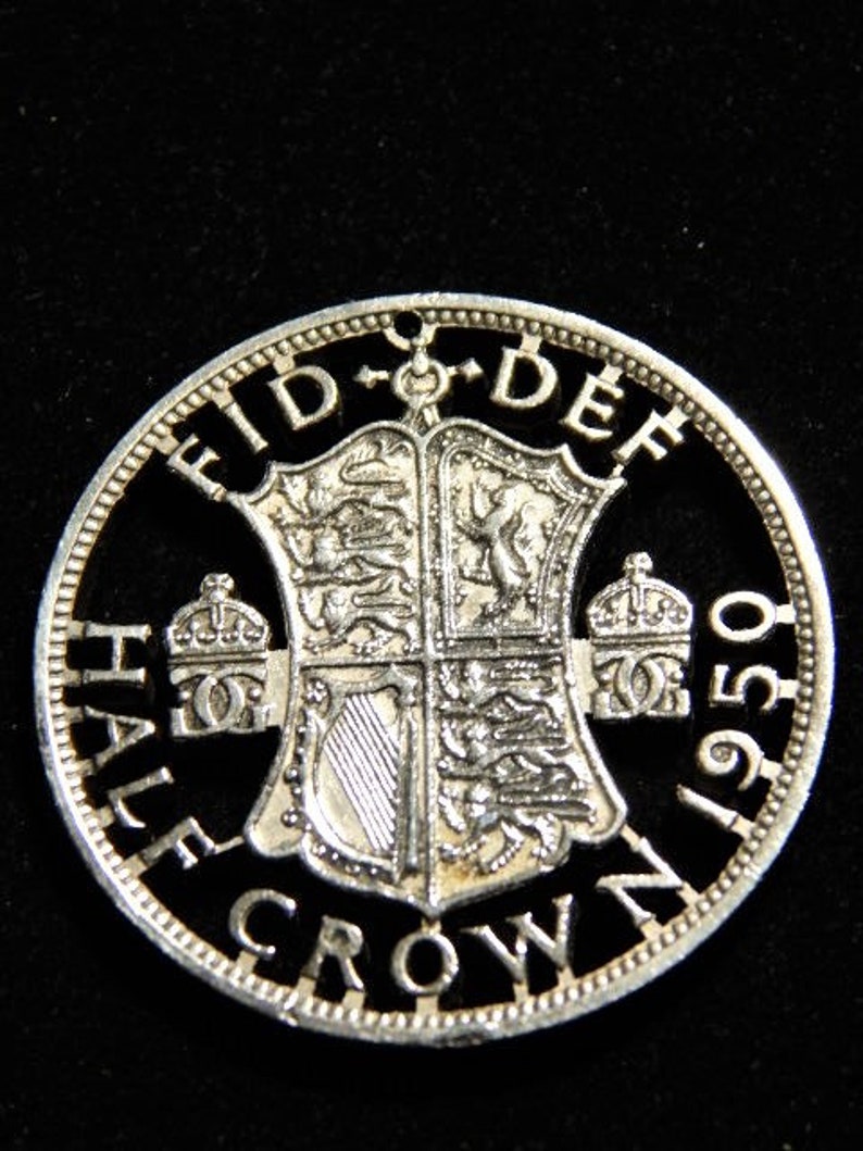 Half crown 1950 edward cut coin pendant & 18 inch starter | Etsy