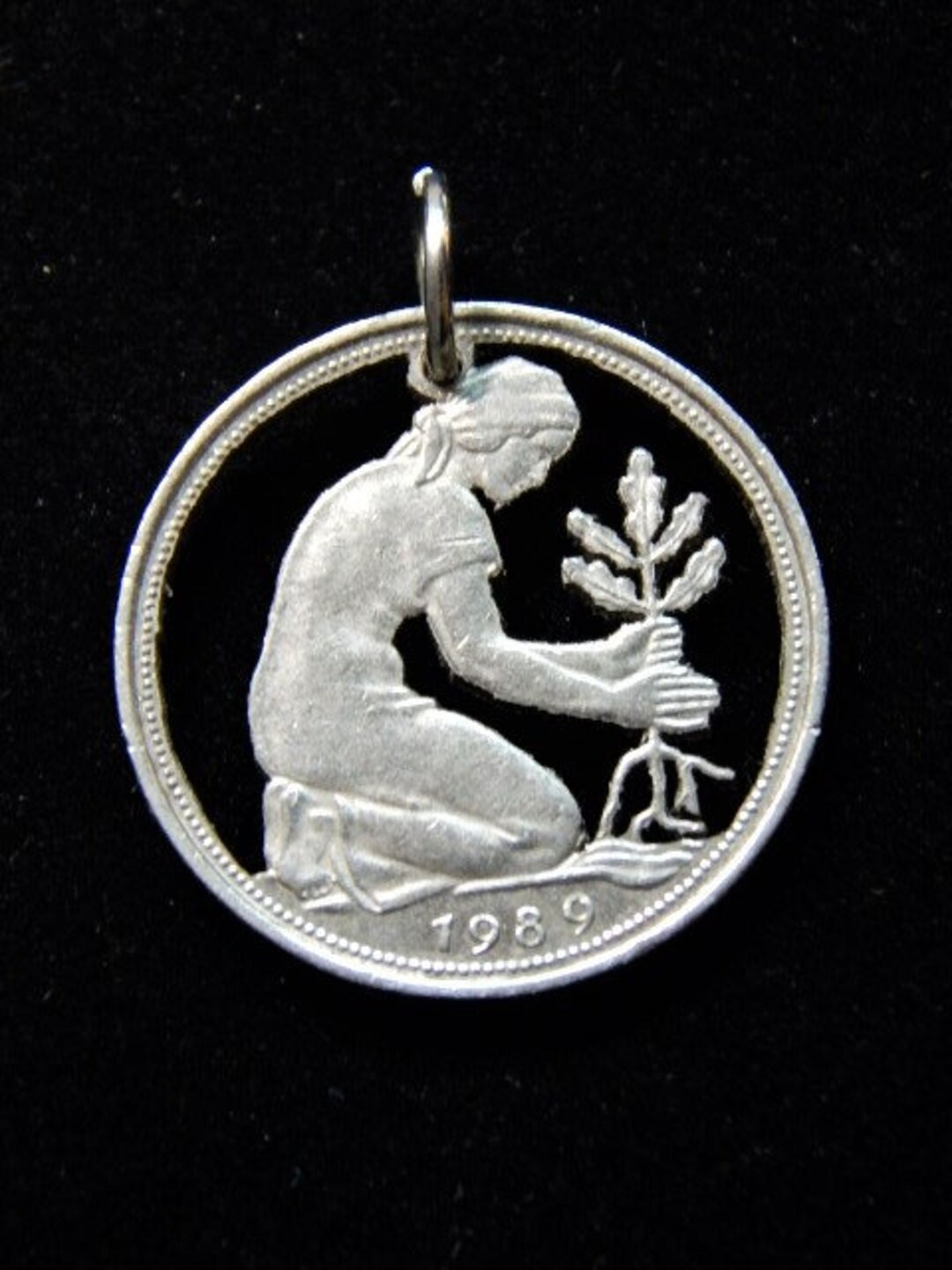 German 50 Cent Cut Coin Pendant & 18 Inch Starter Necklace - Etsy