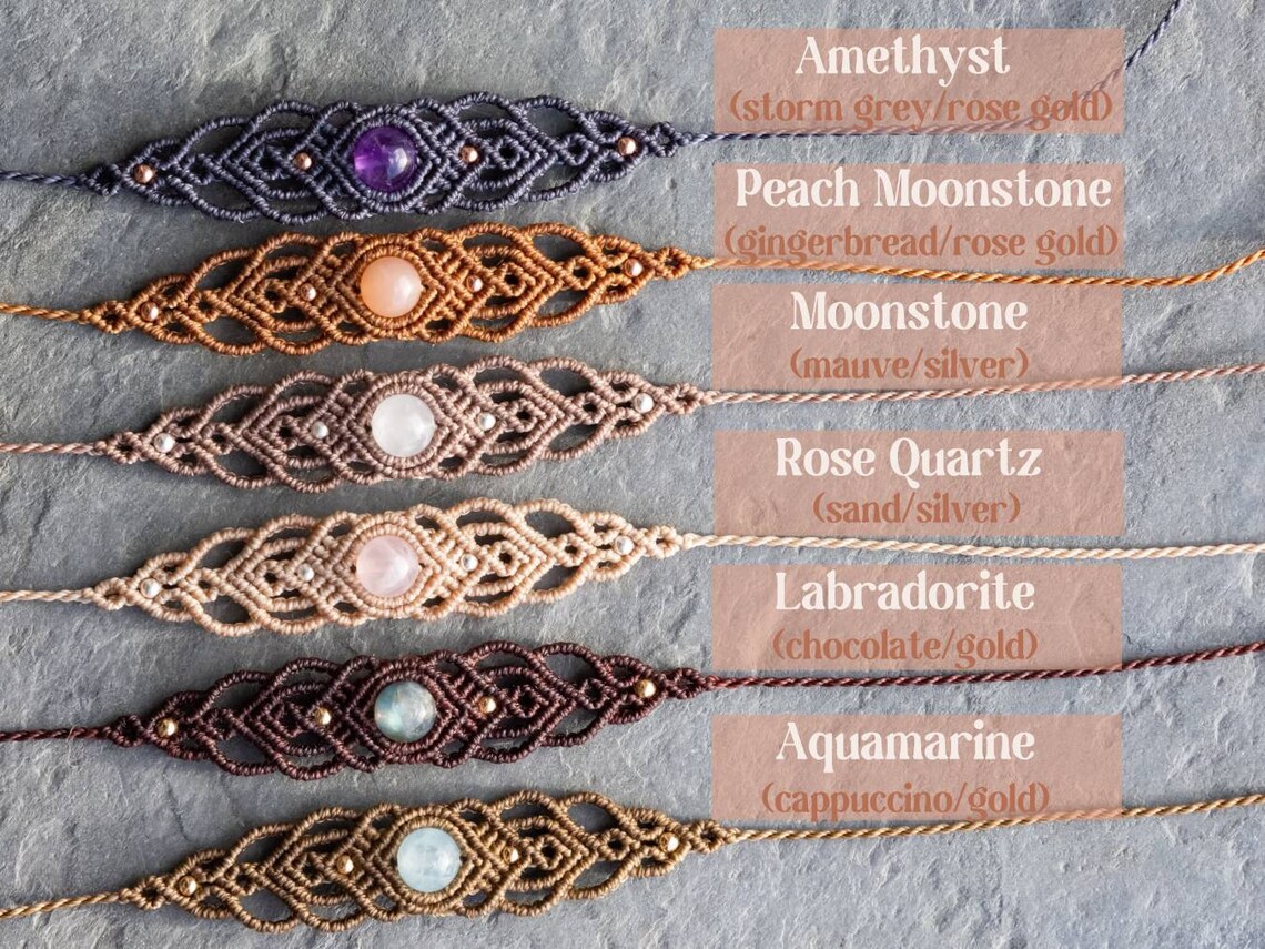 Macrame Boho Bracelet Healing Gemstone Bracelet Woven - Etsy