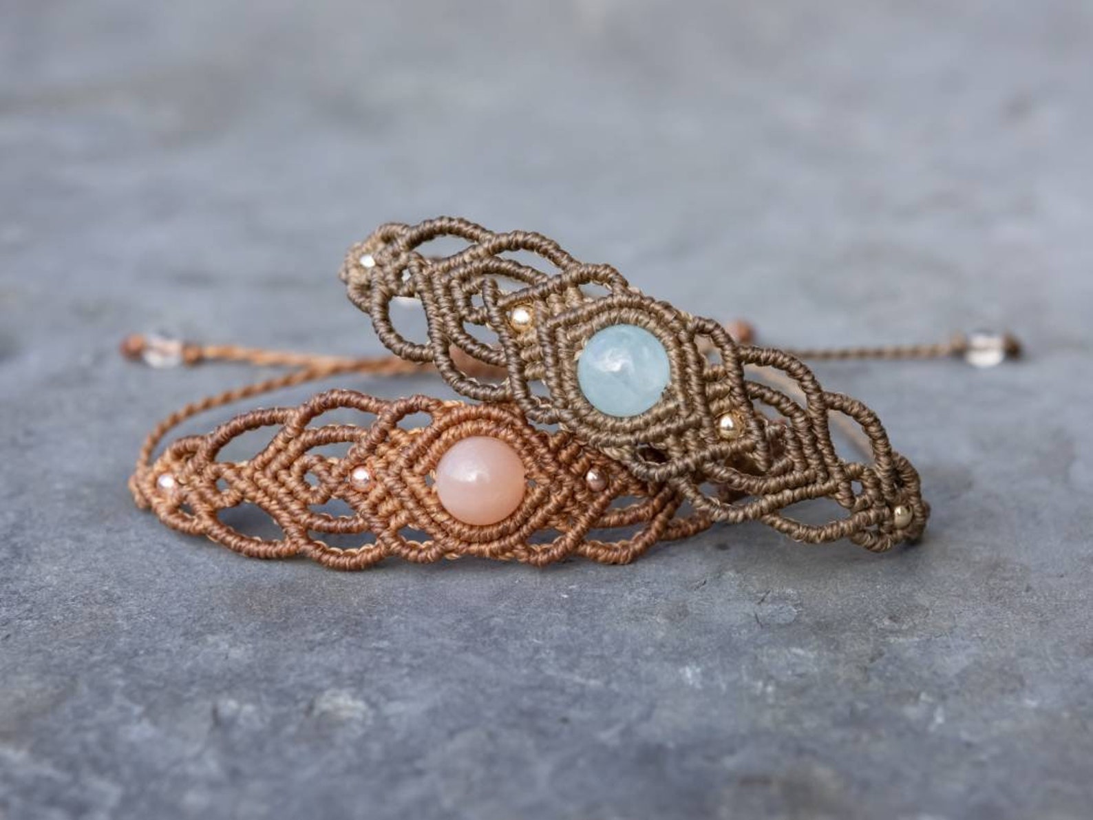 Macrame Boho Bracelet, Healing Gemstone Bracelet, Woven Bohemian ...