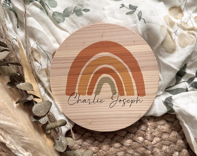 Personalised Wooden Rainbow Sign, Earthy Neutrals. - Etsy UK