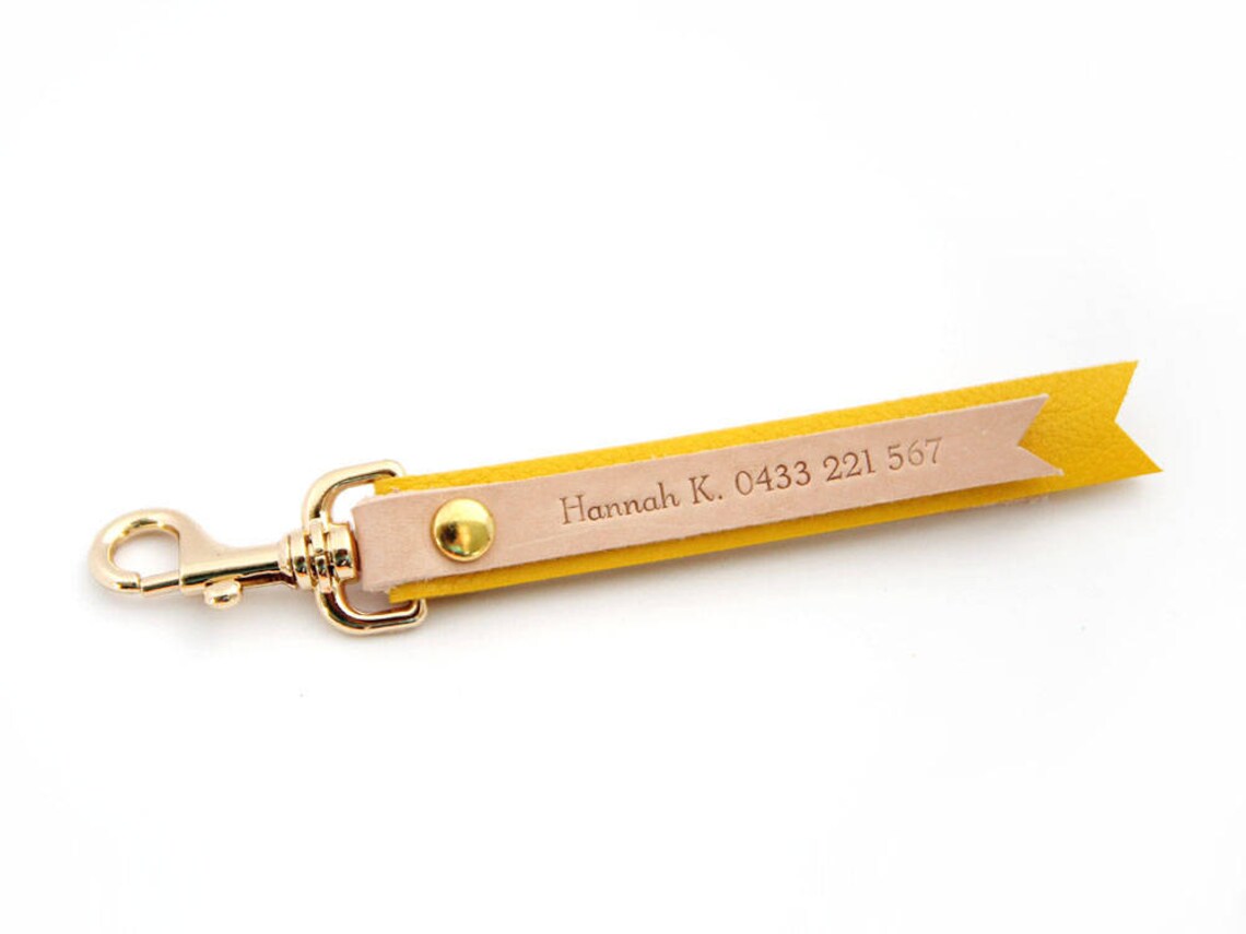 Yellow Leather Custom Made Keyring Personalized Keychain - Etsy Australia