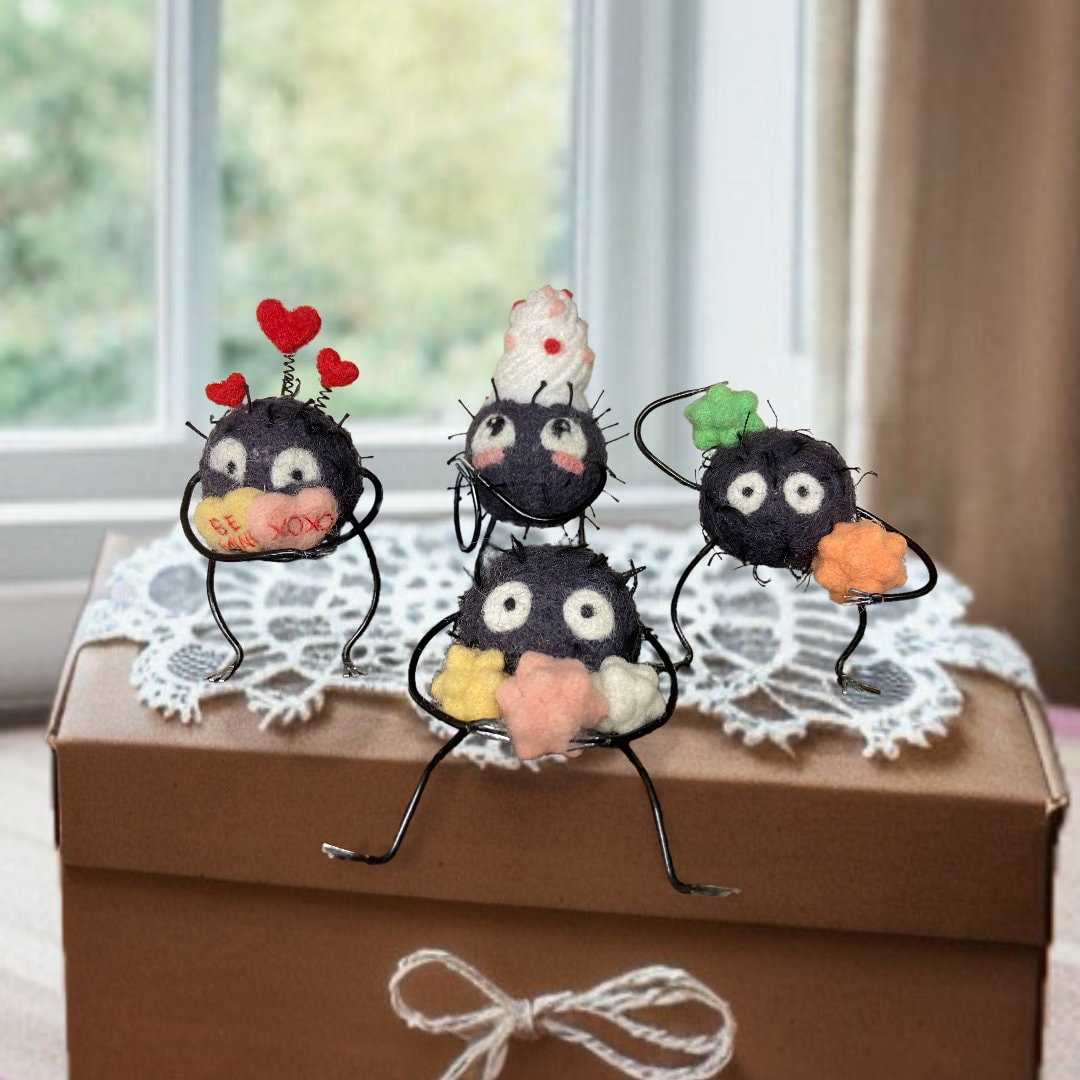 Needle Felted Soot Sprite Handmade Valentines Day Themed - Etsy