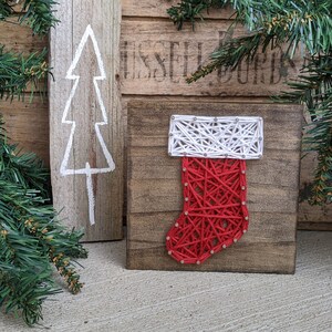 Stocking String Art Christmas String Art Christmas Signs | Etsy