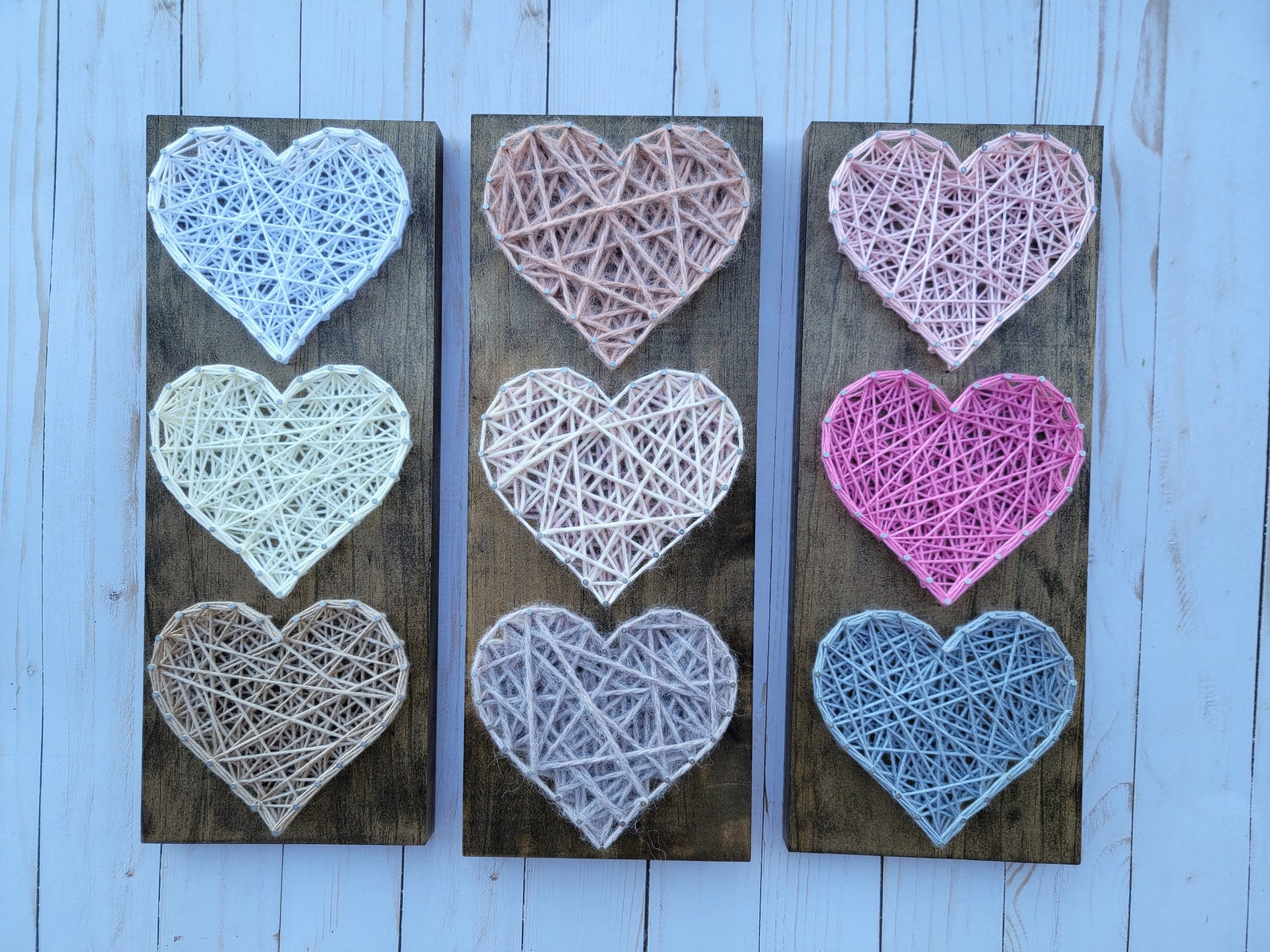 Trio of Hearts Mini Heart String Art Heart Art Made to - Etsy