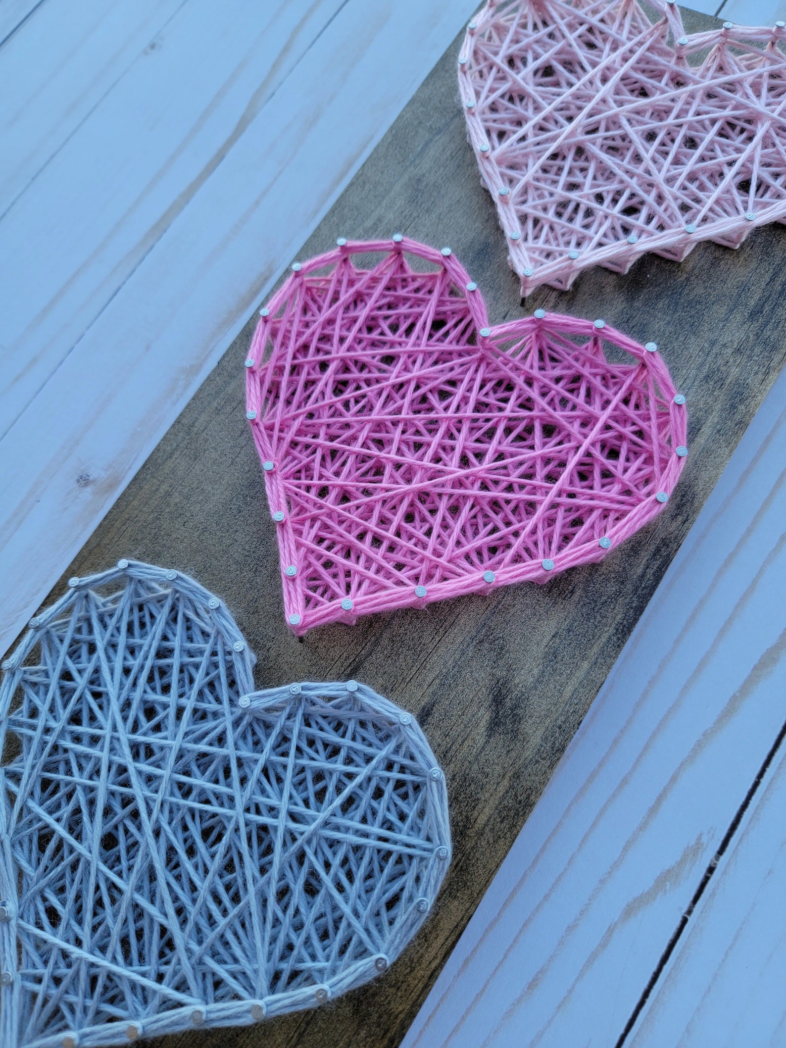 Trio of Hearts Mini Heart String Art Heart Art Made to - Etsy