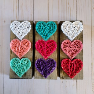 Trio of Hearts Mini Heart String Art Heart Art Made to - Etsy
