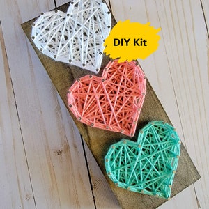 DIY KIT Trio of Hearts Mini Heart String Art Heart Art - Etsy