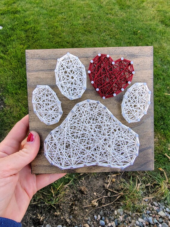 Paw Print Heart String Art Made to Order - Etsy