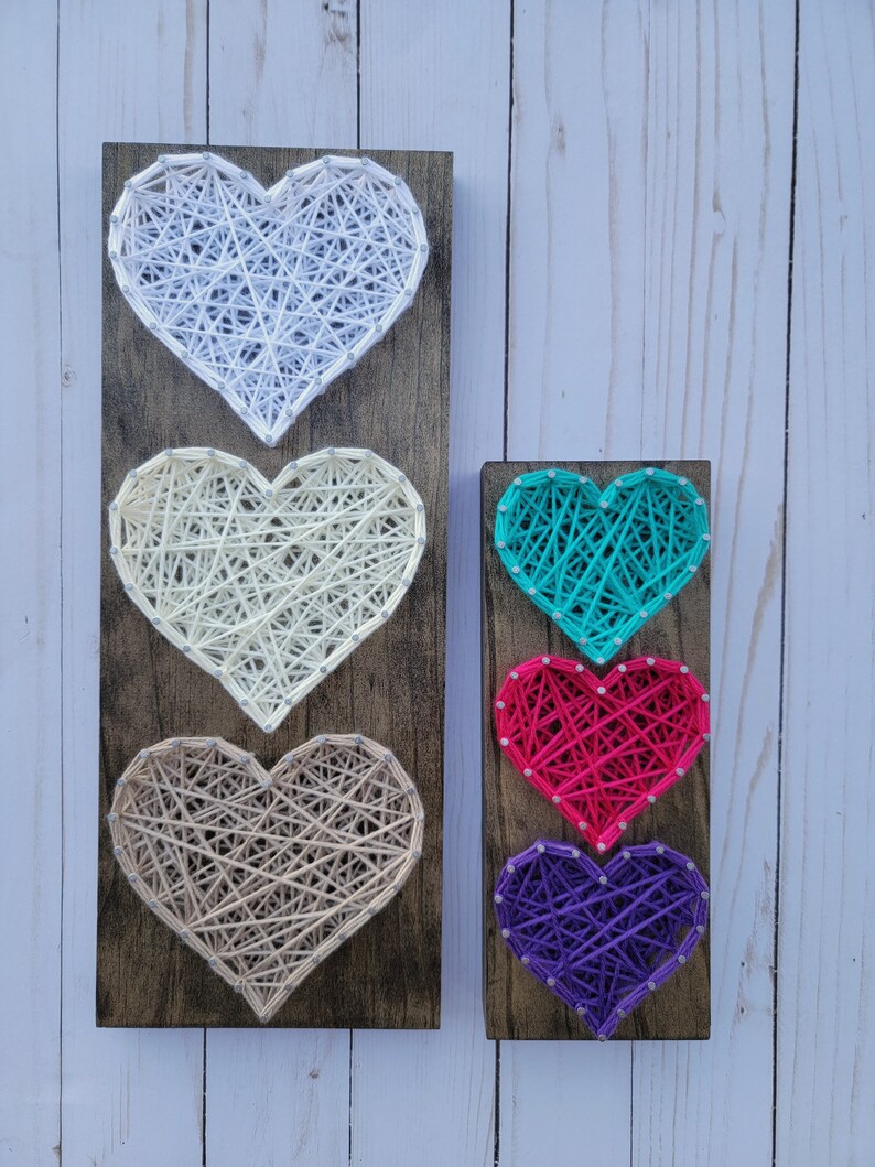 Trio of Hearts Mini Heart String Art Heart Art Made to - Etsy