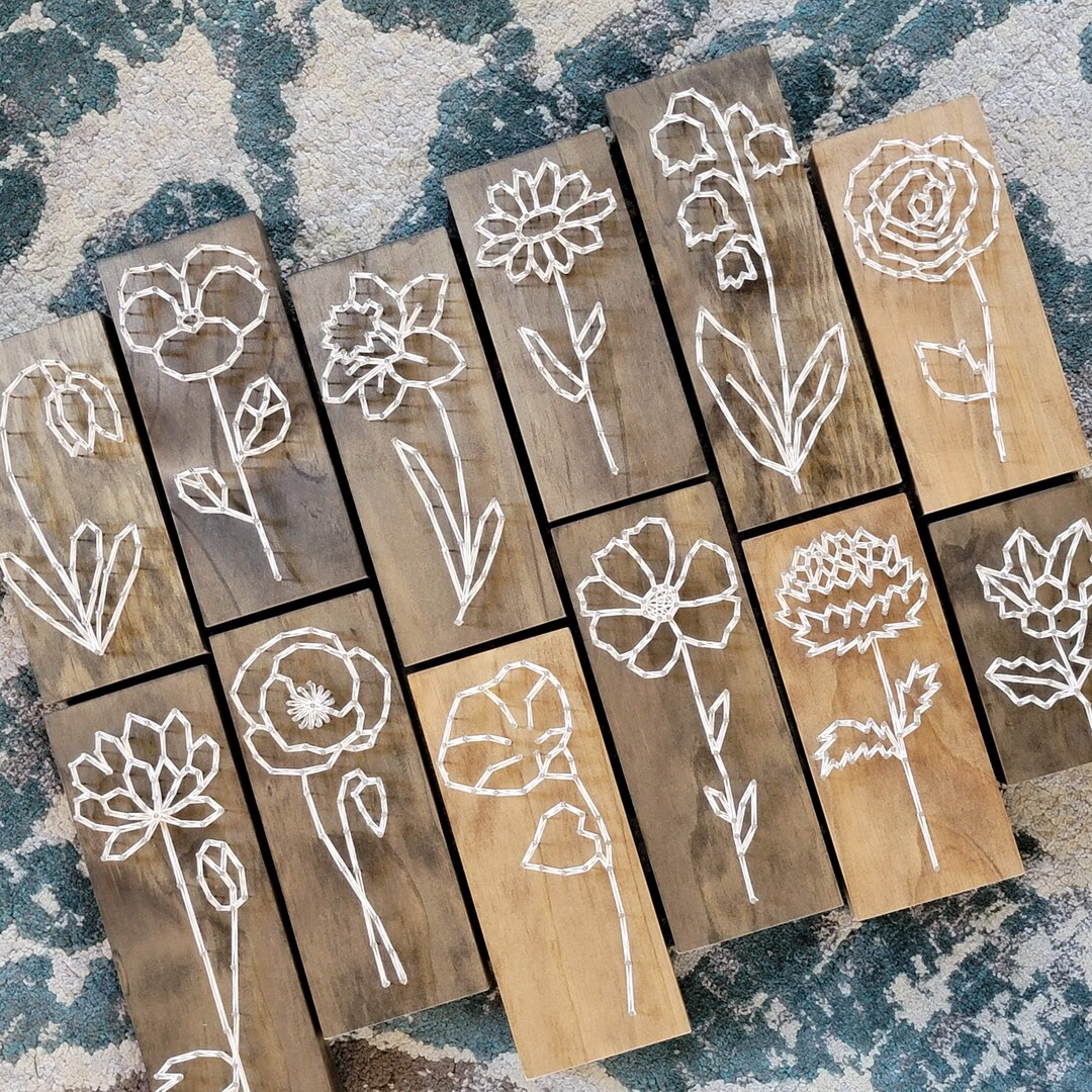 Birth Month Flower Flower String Art Fresh Flowers Sign Mother's Day ...