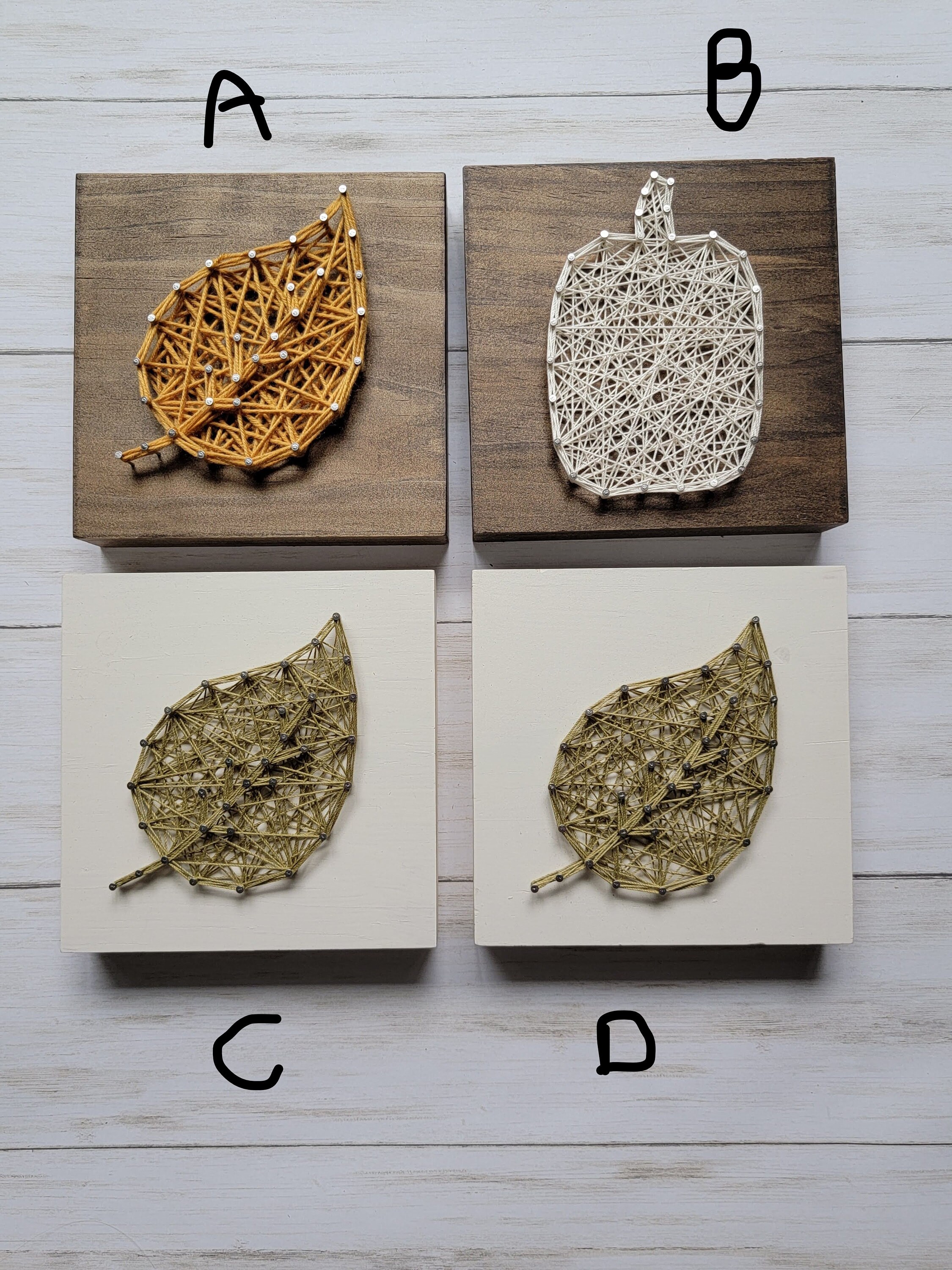 Home & Living Signs Wall Décor Leaf string art on reclaimed wood ...