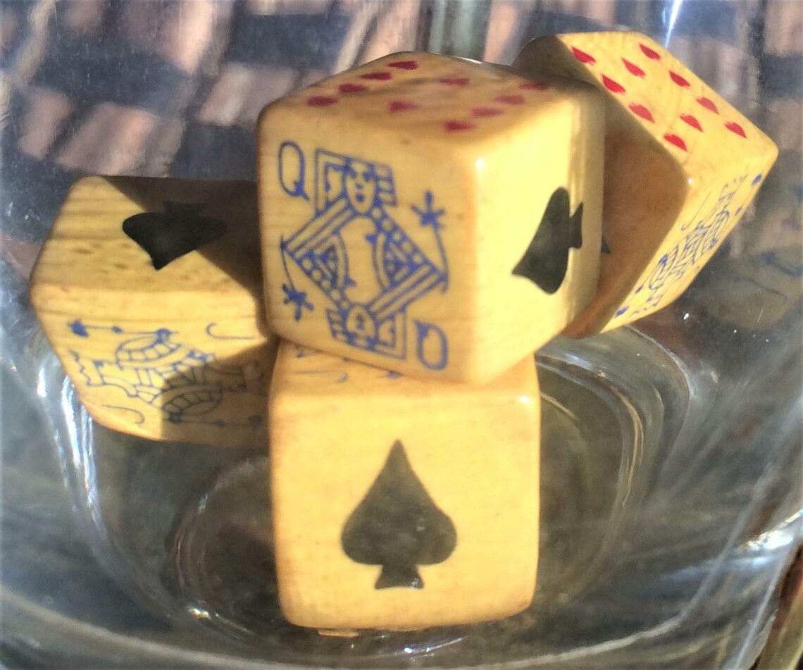 Large Very Unusual Bakelite Poker Dice Set Shaker Created by Wide Range ...