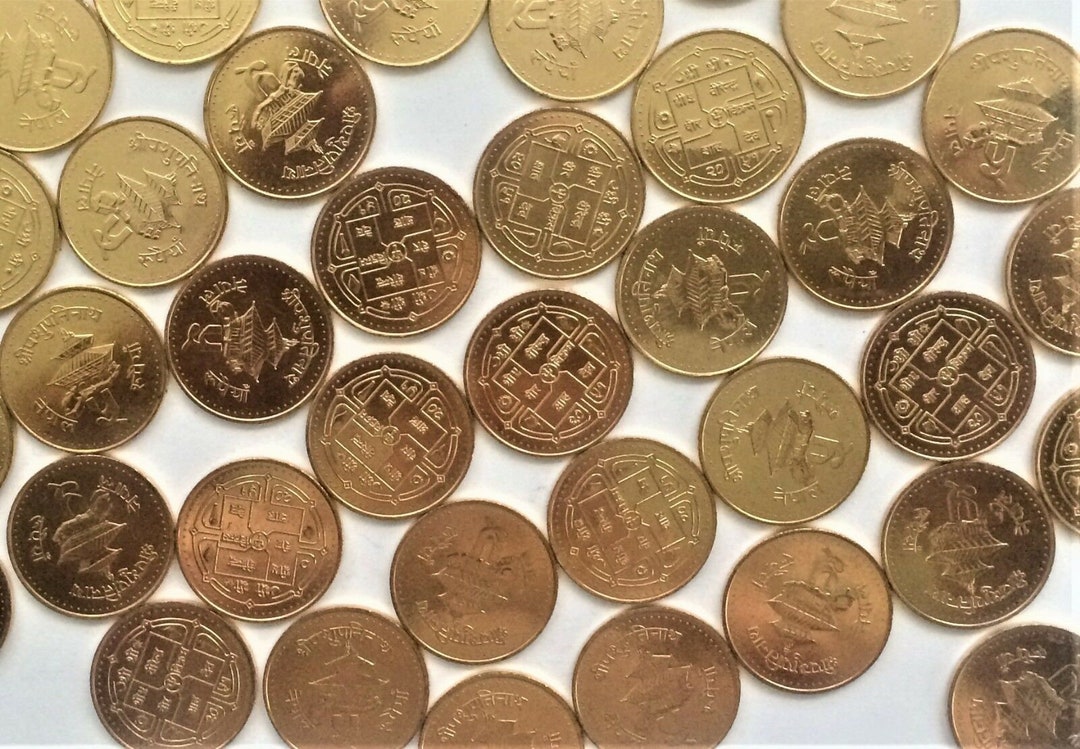 Buddhist Symbols on Nepal 5 Rupee Coin W Pashupatinath Temple ...