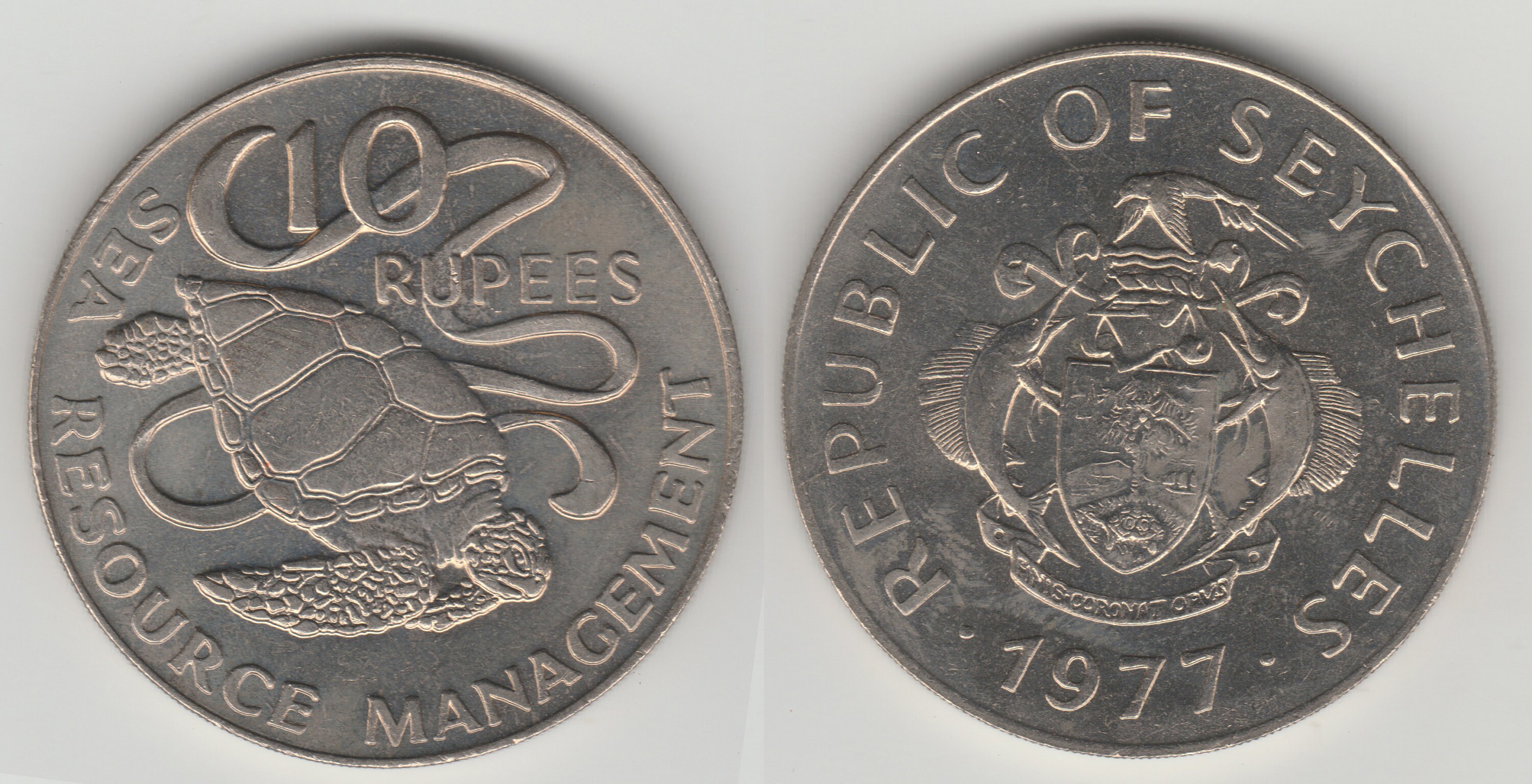 Endangered Green Sea Turtle 10 Rupee Seychelles United Nations Food ...