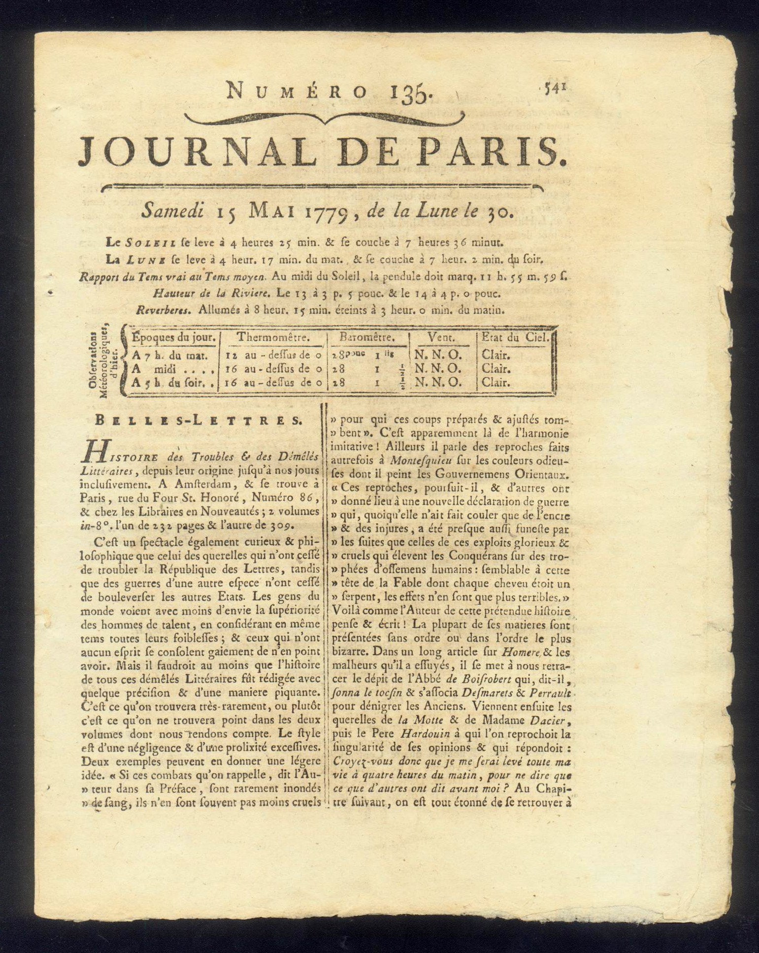 Genuine Historic 1779 French Newspaper - Journal de Paris - Significant ...