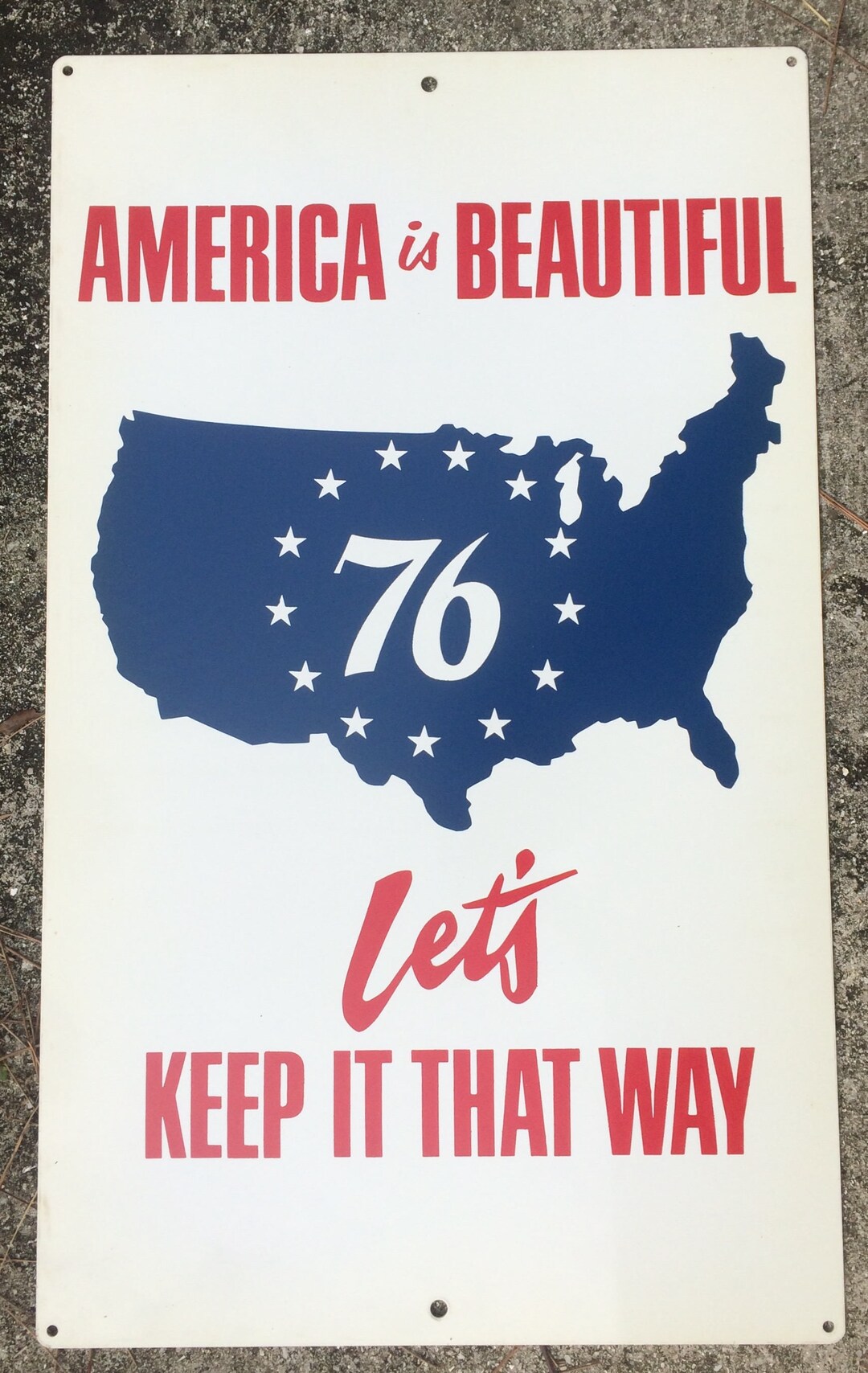 Original Bicentennial Folk Art 76' Patriotic Metal Sign 18 X 30 Inches ...