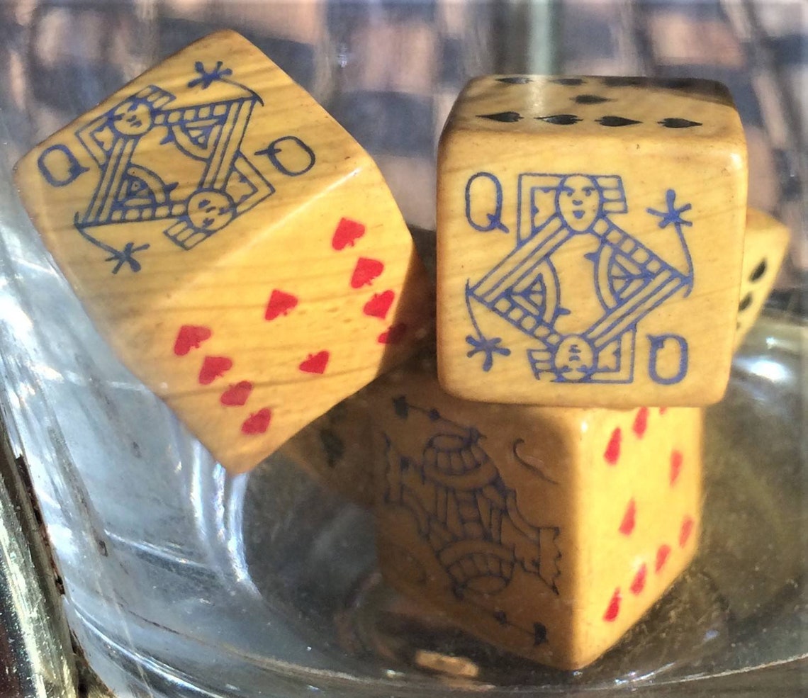 Large Very Unusual Bakelite Poker Dice Set Shaker Created by Wide Range ...