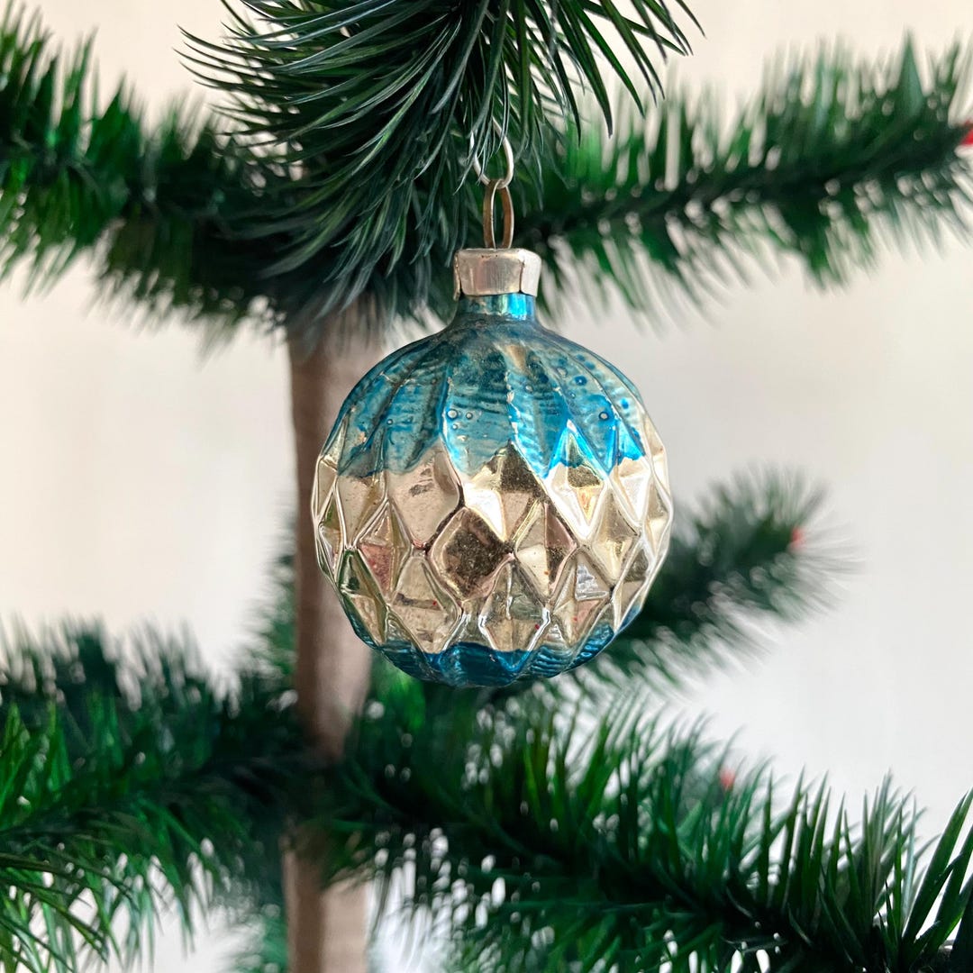 Blue & Silver Ball Ornament - Etsy