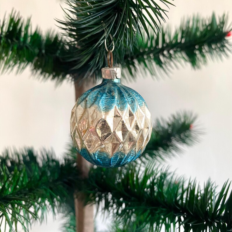 Blue & Silver Ball Ornament - Etsy
