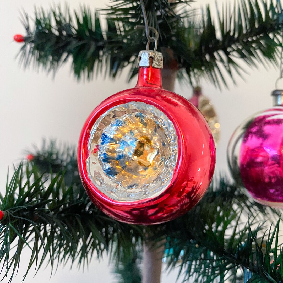Vintage Mercury Glass Reflector Ball Ornament - Etsy