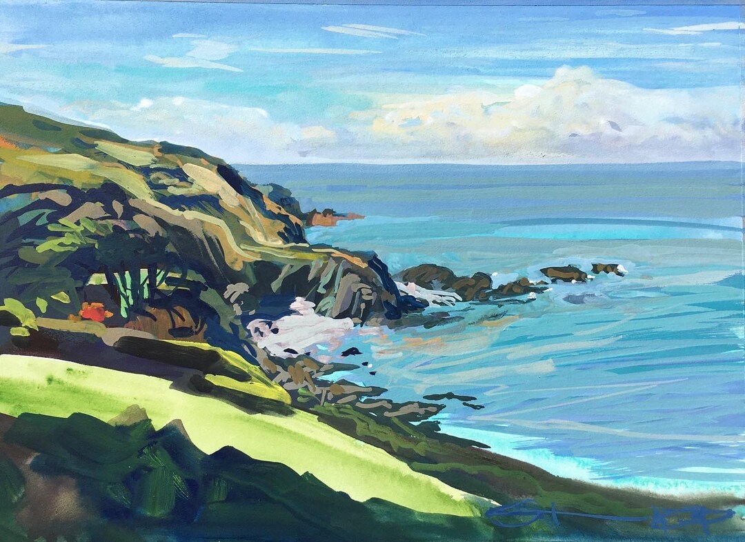 Low Tide Lee Bay North Devon Picture Coast Art Devon Beaches Painting ...