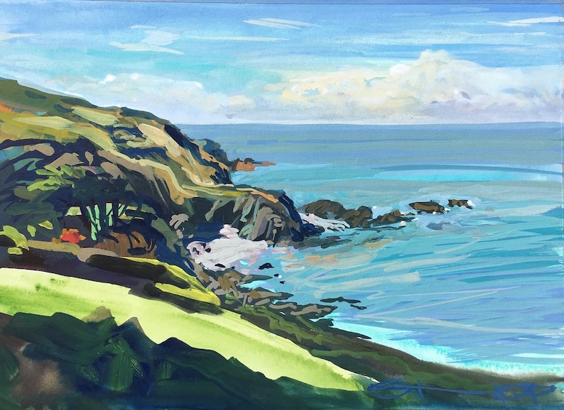 Low Tide Lee Bay North Devon Picture Coast Art Devon Beaches Painting ...